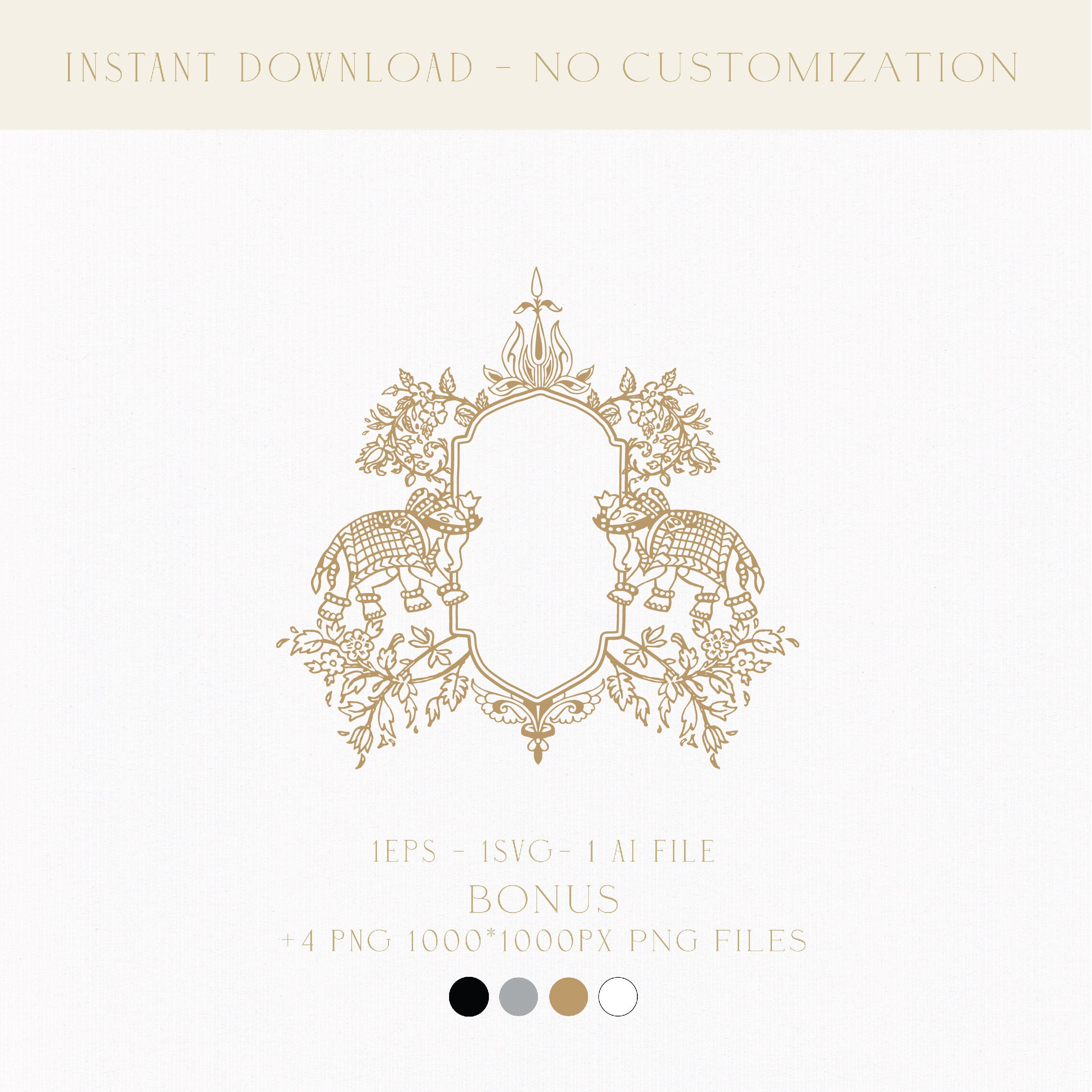 Indian Wedding Crest Logo, Elephant Floral Design (digital Download) - Etsy