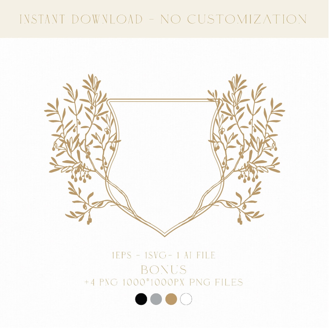 Vintage Olive Branch Wedding Crest, Monogram Logo (digital Download) - Etsy