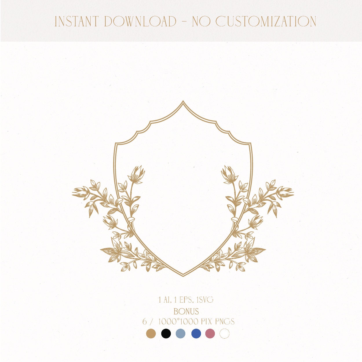 Vintage Style Floral Wedding Crest, Elegant Wedding Logo Design ...