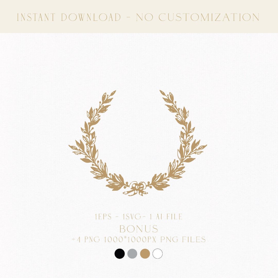 Vintage Laurel Wreath Monogram – Wedding Crest Logo (digital Download ...