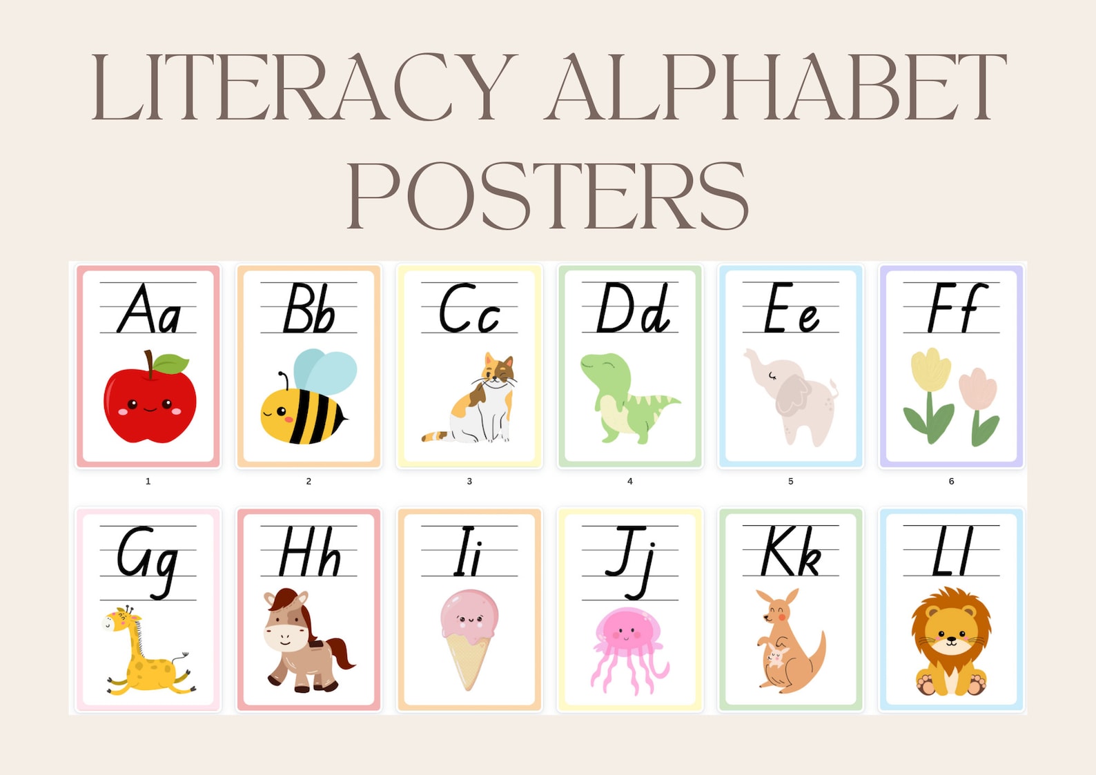 Classroom Literacy Alphabet Posters - Etsy