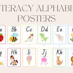 Classroom Literacy Alphabet Posters - Etsy