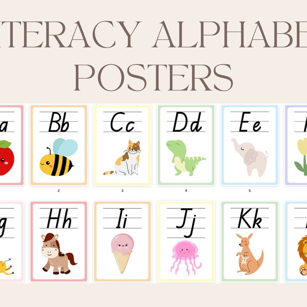 Classroom Literacy Alphabet Posters - Etsy