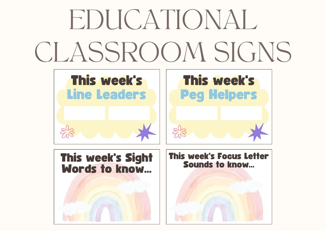 Educational Classroom Signs (line Leaders, Peg Helpers, Sight Words and ...