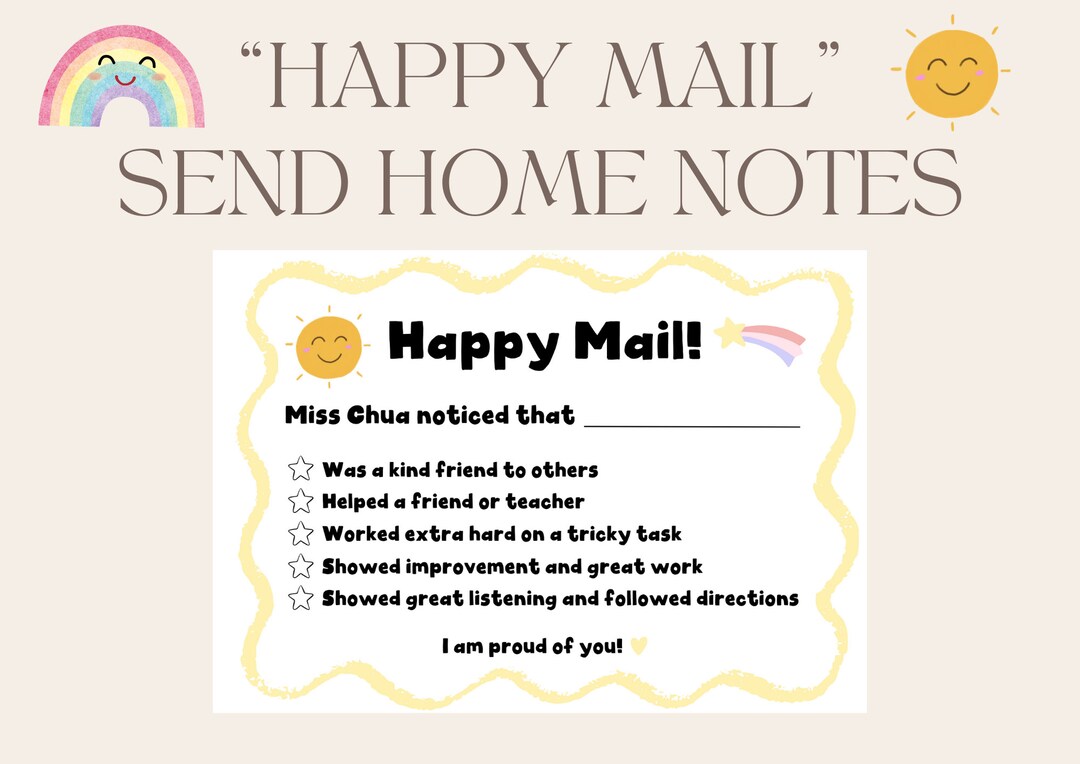 Happy Mail - Student Positive Send Home Notes for Parents - Etsy