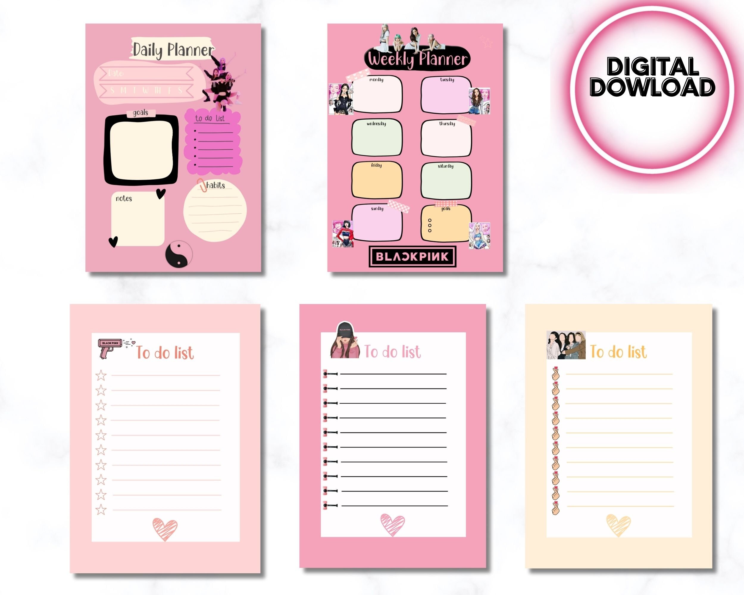 Blackpink Daily Planner /kpop Digital Planner Dated Digital Planner ...