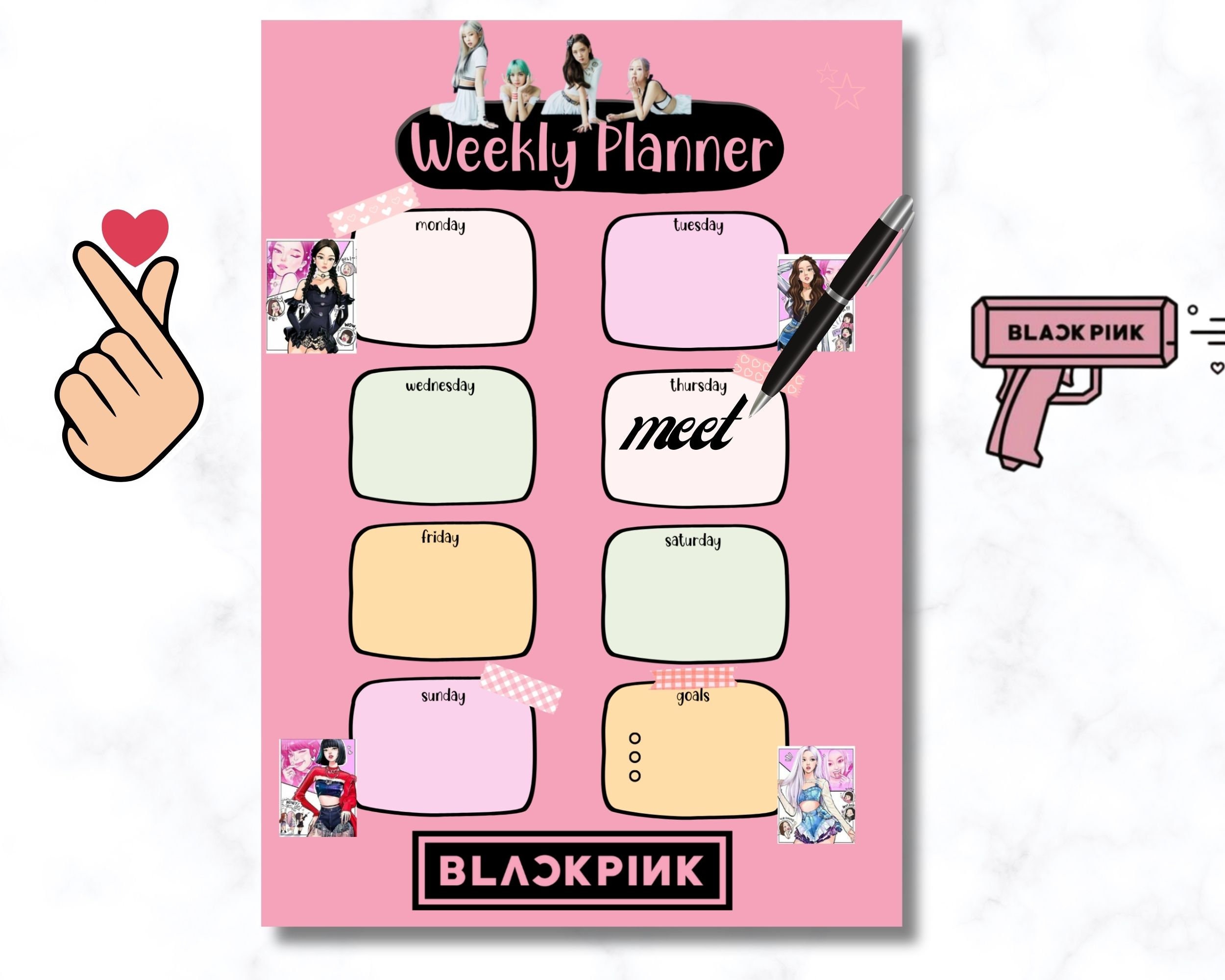 Blackpink Daily Planner /kpop Digital Planner Dated Digital Planner ...