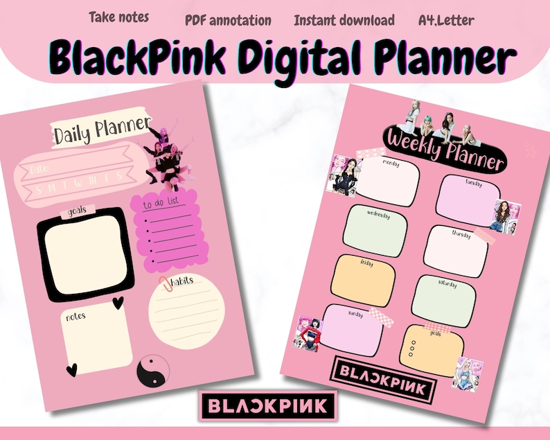 Blackpink Daily Planner /kpop Digital Planner Dated Digital Planner ...