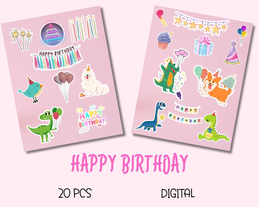 Happy Birthday Digital Stickers/ Printable Sticker /happy Birthday ...