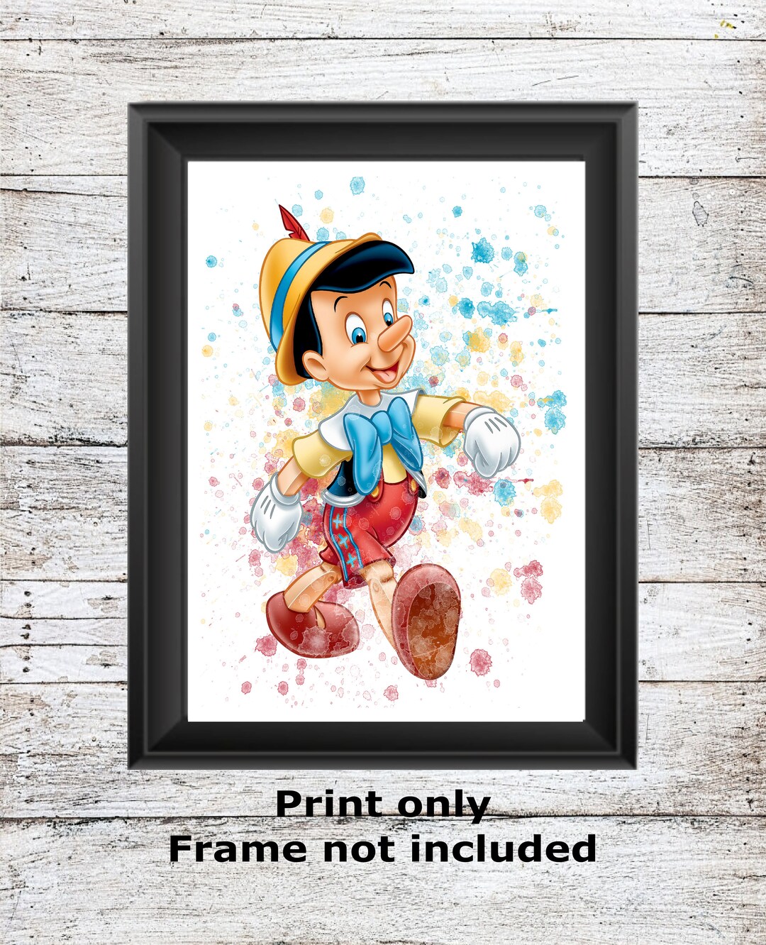 Disney Pinocchio Unframed Watercolour Wall Art Childrens Bedroom, A5 A4 ...