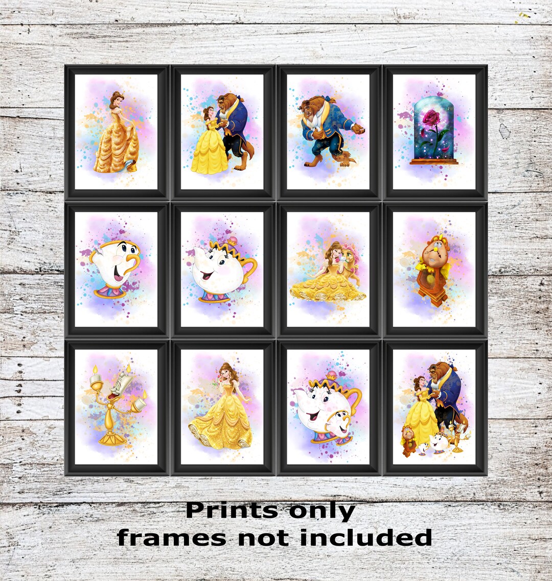 Disney Beauty and the Beast Cogsworth Chip Belle Mrs Potts Unframed ...