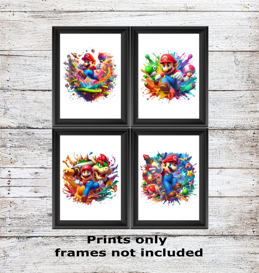 Super Mario Unframed Watercolour Wall Art Childrens Bedroom A5 A4 A3 ...