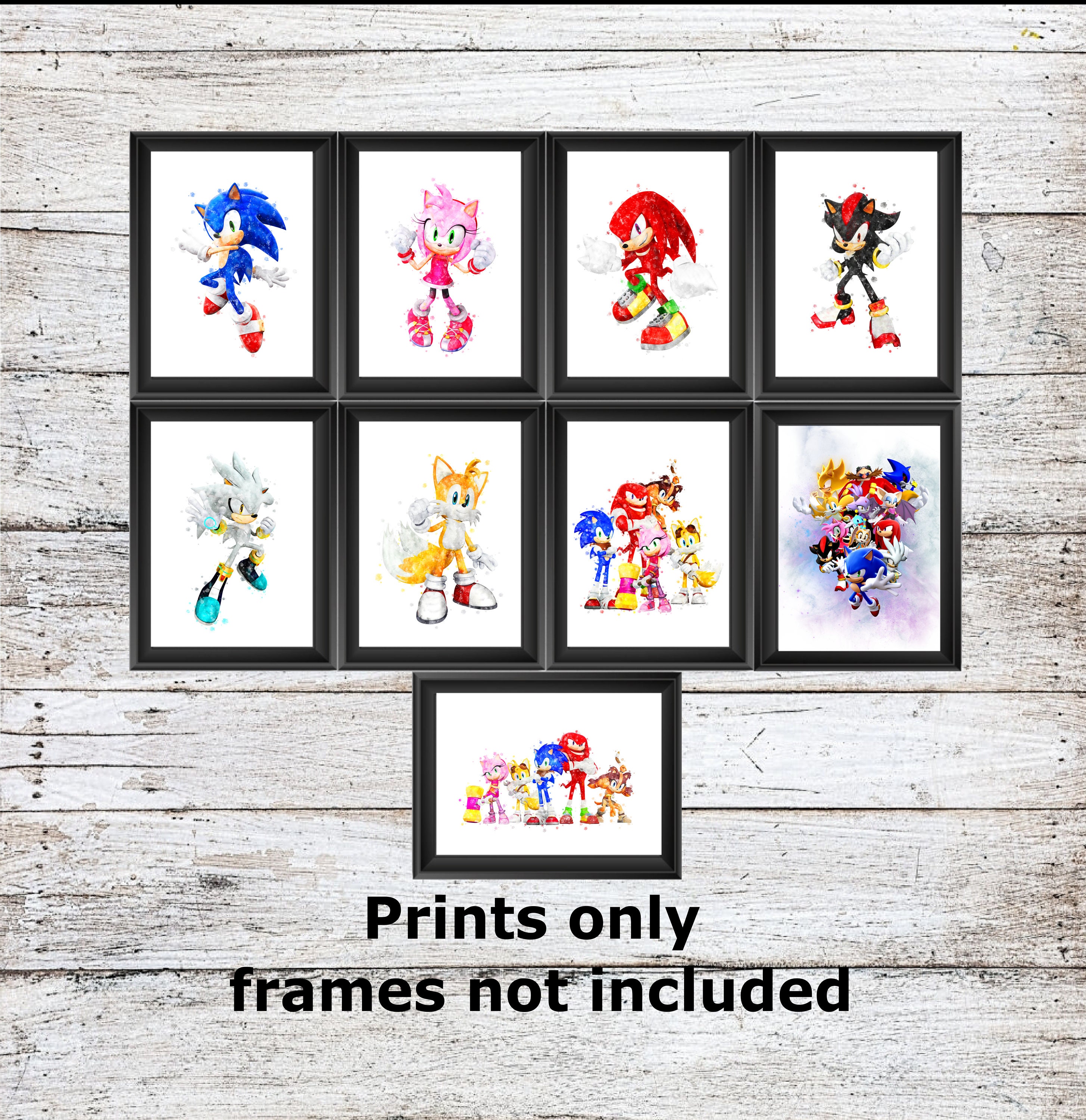 Sonic the Hedgehog Tails Knuckles Amy Shadow Silver Unframed - Etsy UK