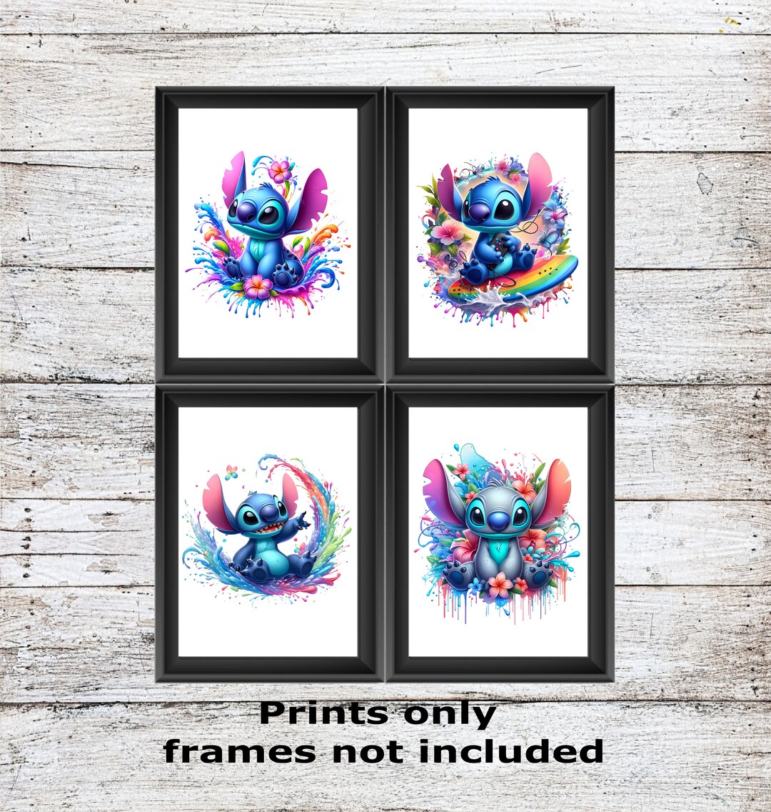 Stitch Lilo & Stitch Disney Unframed Watercolour Wall Art Childrens ...