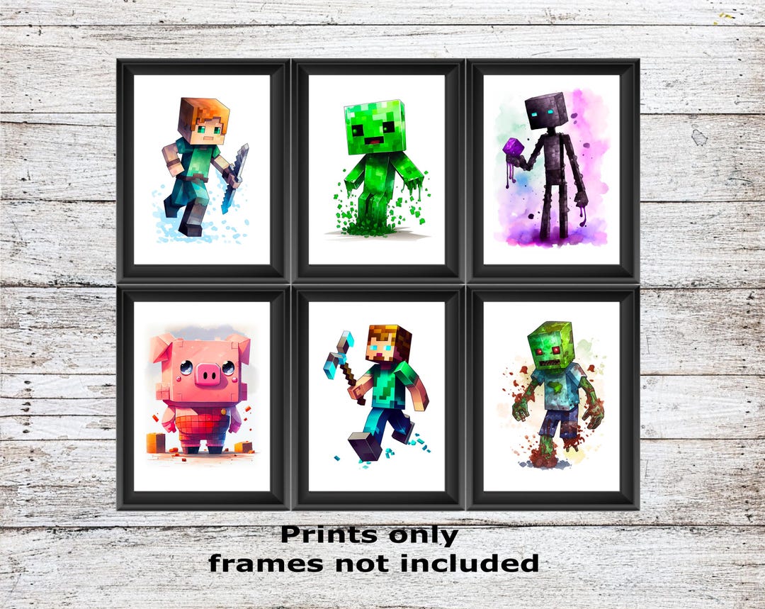 Minecraft A5 A4 A3 High Quality Prints Unframed Watercolour Wall Art ...