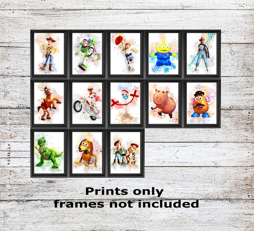 Toy Story Woody Buzz Jessie Rex Forky Bo Peep Disney Unframed ...