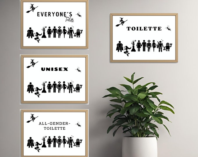 Toilet Sign / All-gender Toilet / Unisex WC / Unisex Toilet / Man ...