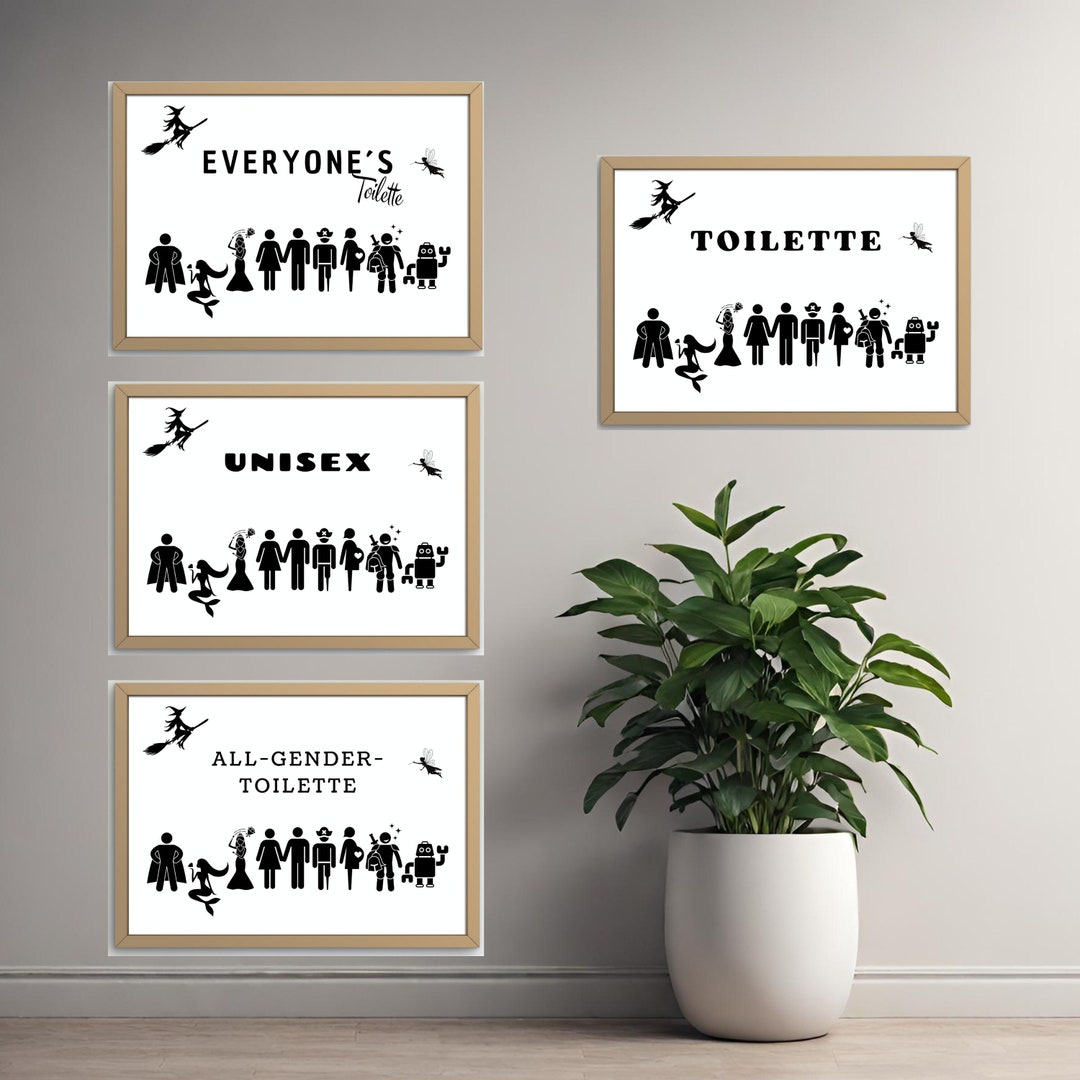 Toilet Sign / All-gender Toilet / Unisex WC / Unisex Toilet / Man ...