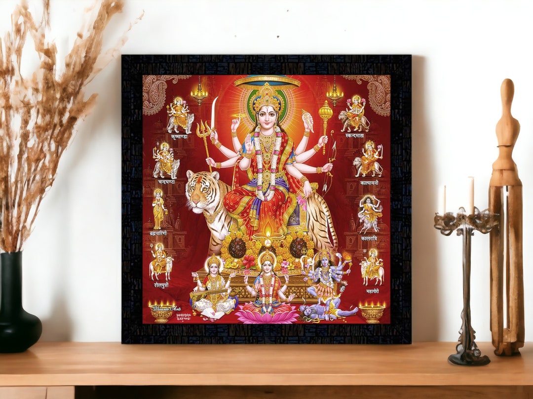 Home Decor Hindu God Maa Navratri MATA Ji Religious Wood Photo Frames ...