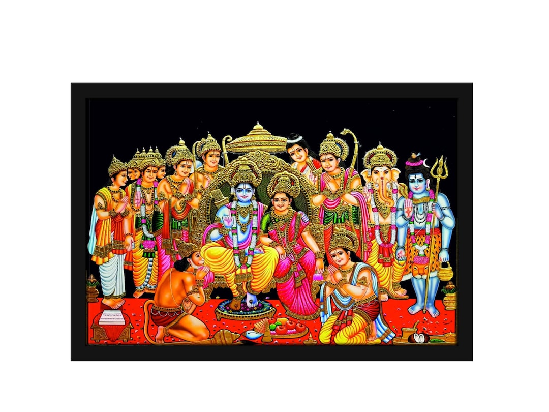 Home Decor Lord Ram Darbar Rama Bhagwan Hindu God Painting Photo Frame ...
