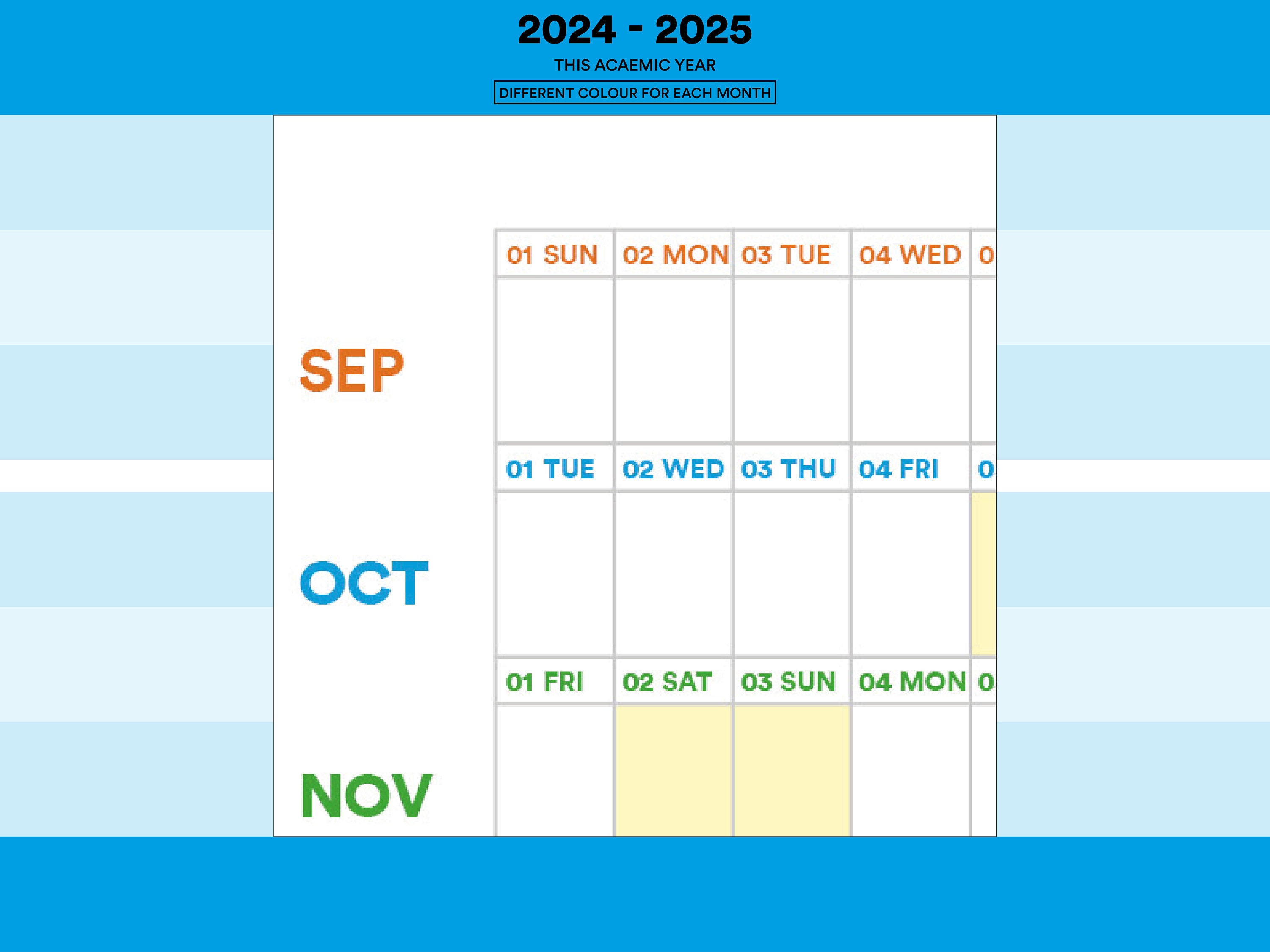 2024-2025 Wall Planner | Academic Year Planner | Monthly Planner Year ...