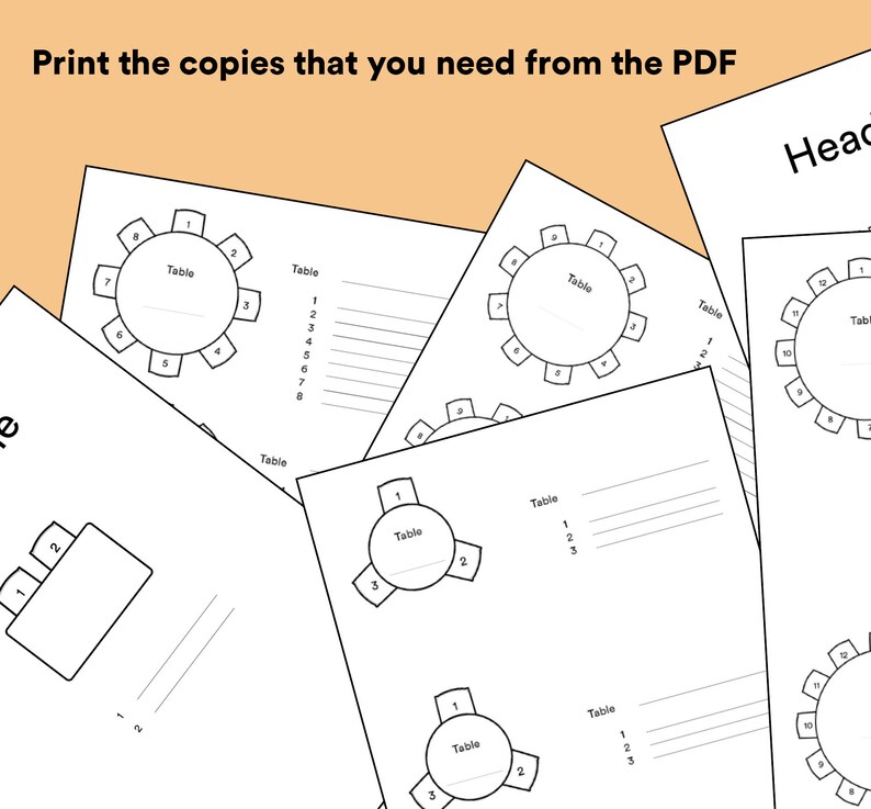 Printable Table Seating Chart Template, Round and Rectangular Table ...