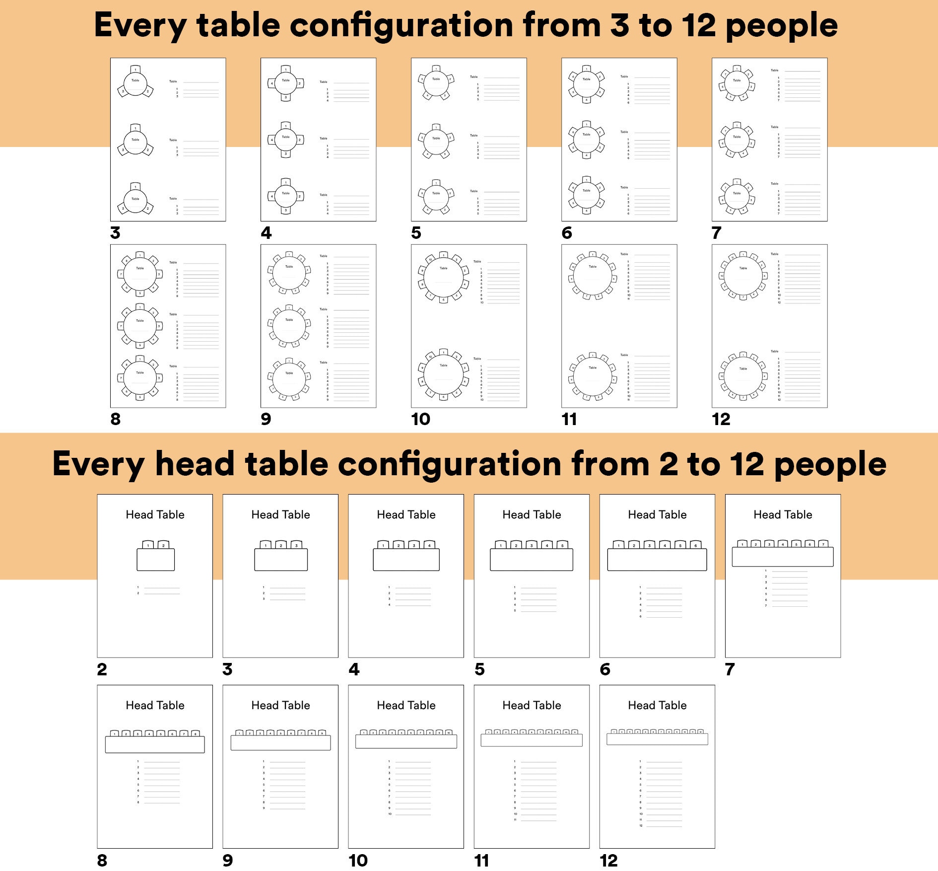 Printable Table Seating Chart Template, Round and Rectangular Table ...