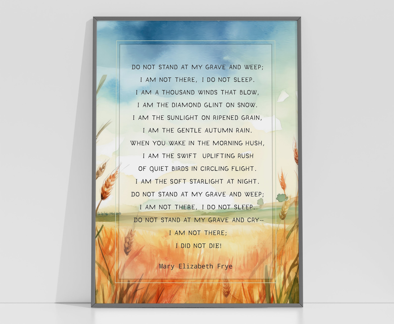 Memorial Poem - "do Not Stand by My Grave and Weep" / Digital Download ...