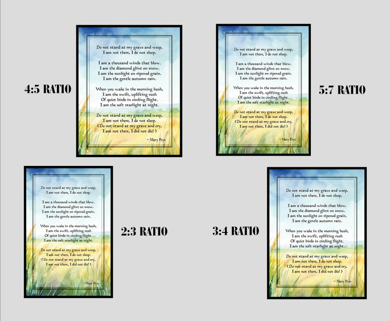 Memorial Poem - "do Not Stand by My Grave and Weep" / Digital Download ...