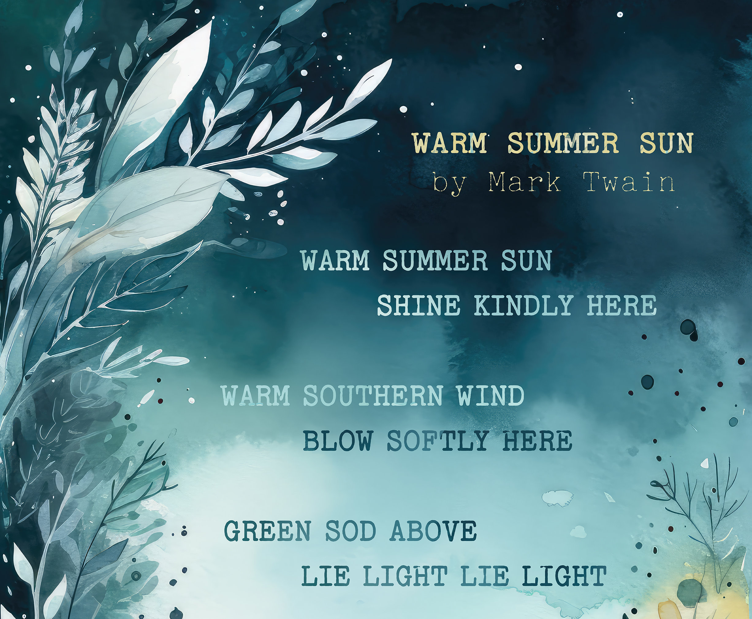 Memorial Poem - "warm Summer Sun" / Floral Watercolor and Poetry ...