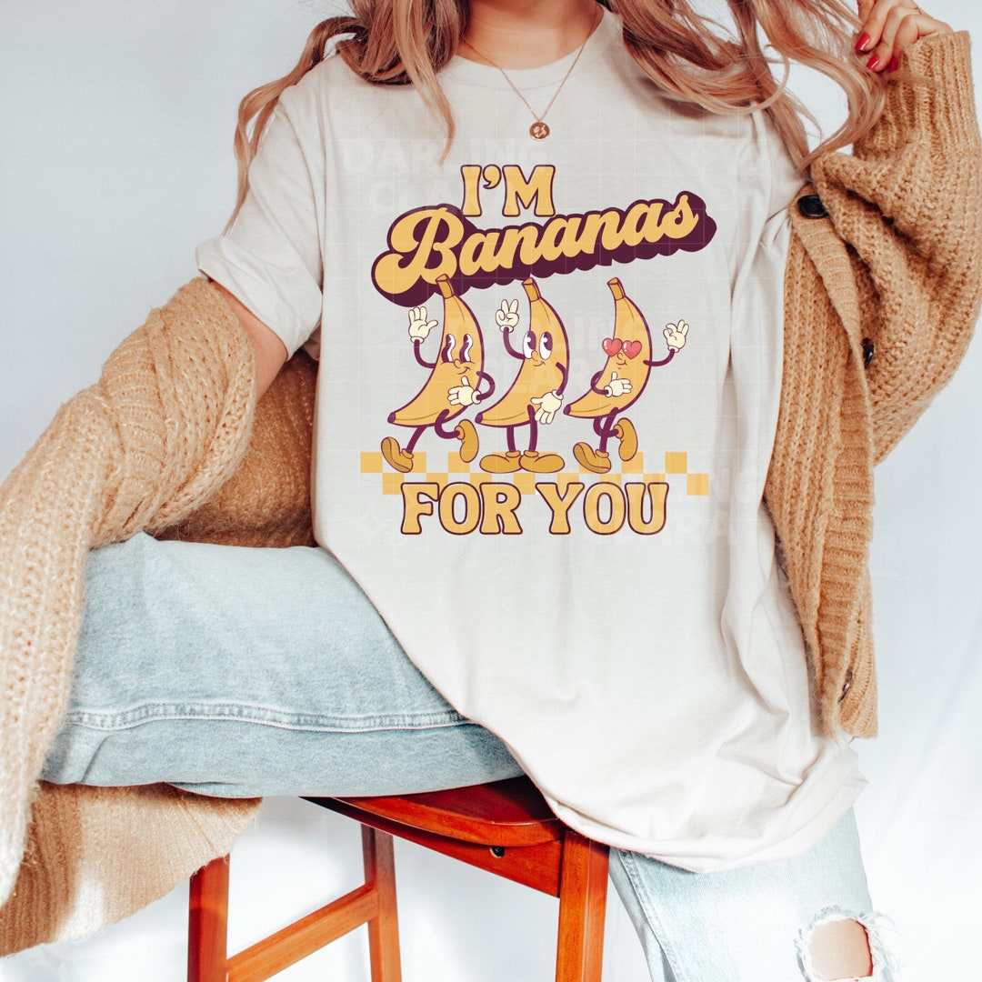 Retro Valentine Banana Png Svg, Im Bananas for You, Trendy Valentine ...