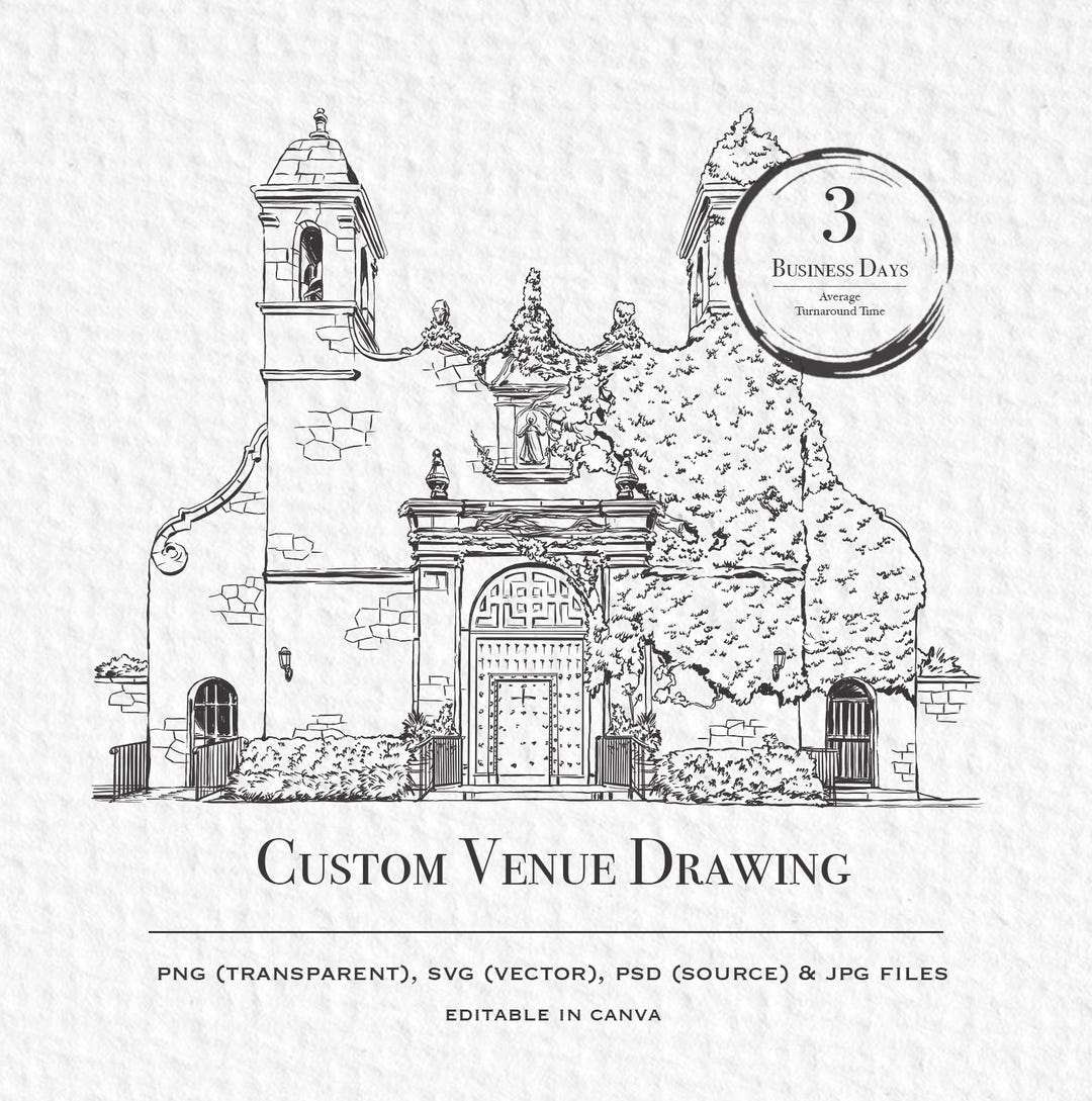 Custom Wedding Venue Illustration – Personalized Digital Drawing ...
