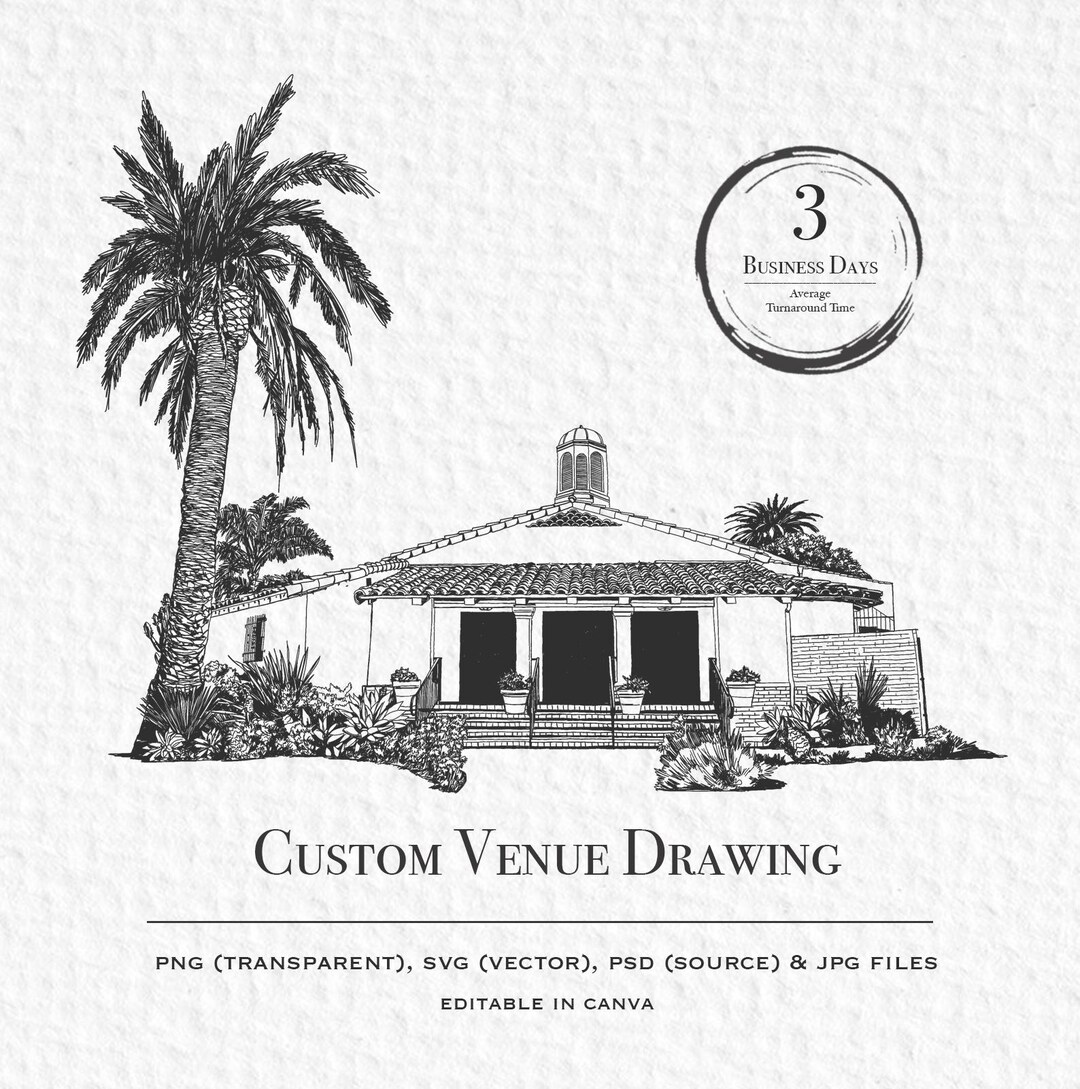 Custom Wedding Venue Drawing – Personalized Digital Download Art Print ...
