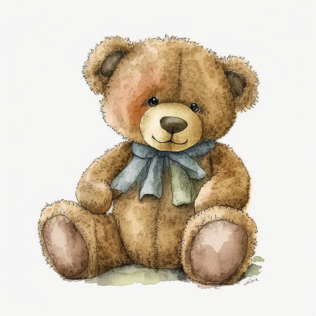 Cute Teddy Bear Clip Art, Watercolor Style - Etsy