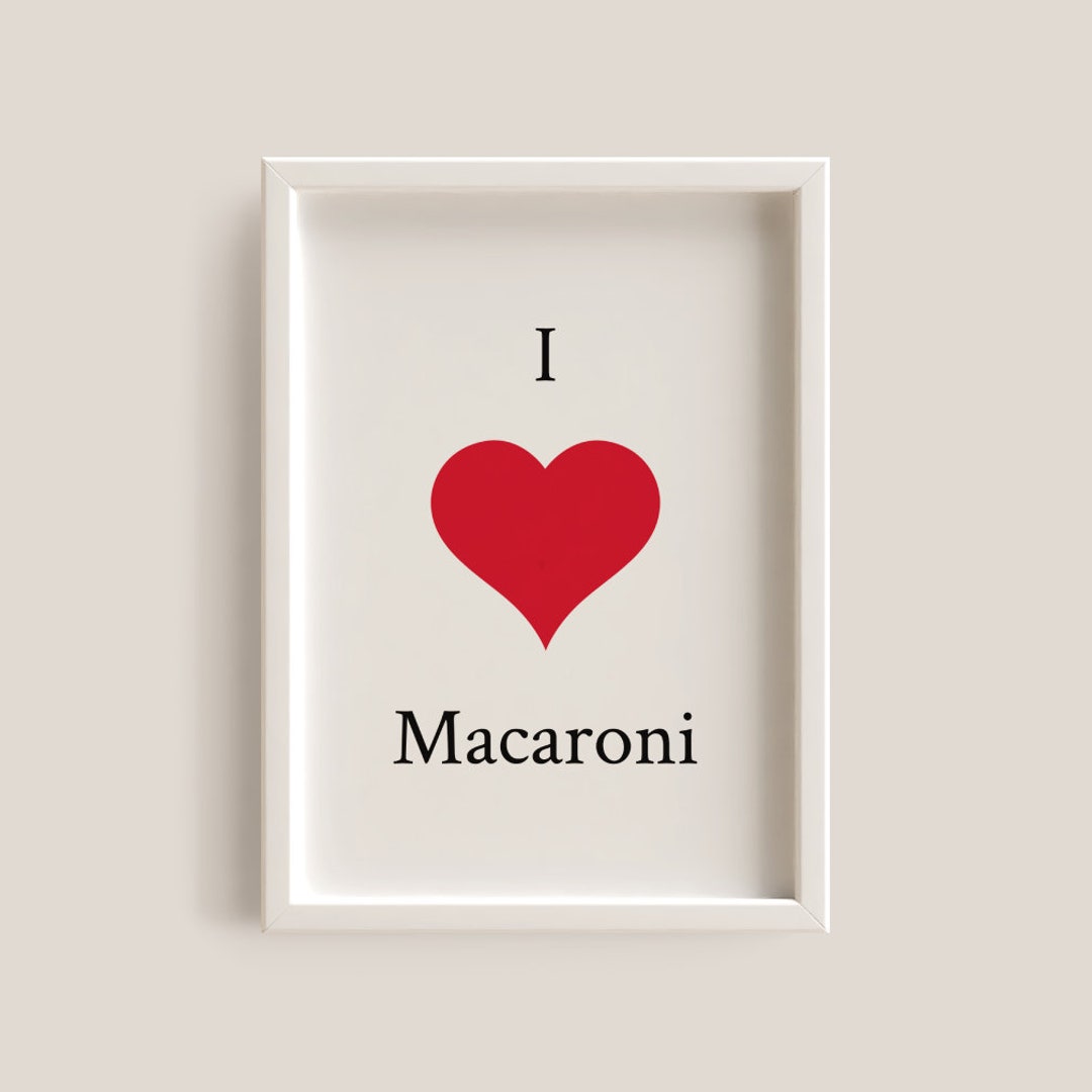 I 'heart' Macaroni Print Decorative Wall Art Love Happiness Partnership ...