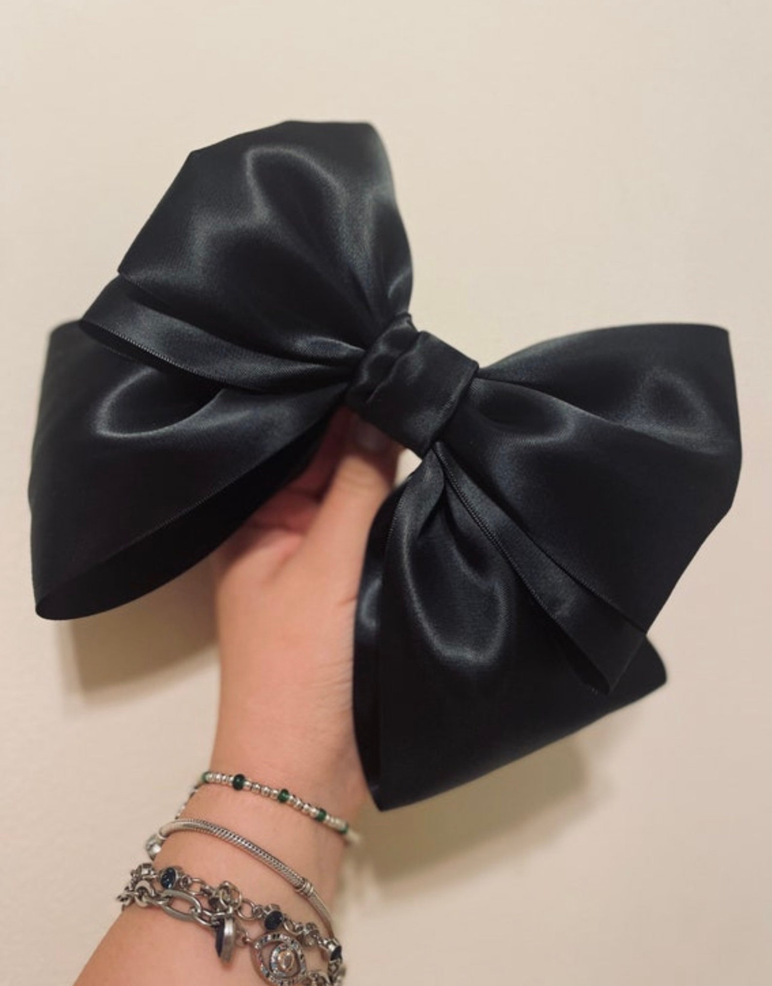 Black Large Satin Bow Clip, Oversized Bow, Hair Bow, Barrette Clip - Etsy