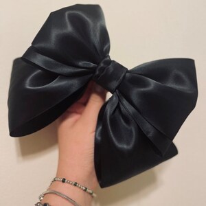 Black Large Satin Bow Clip, Oversized Bow, Hair Bow, Barrette Clip - Etsy
