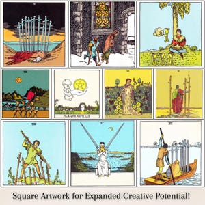 Square Rider Waite Tarot Deck: Original Colors, 78 Cards + Guidebook ...