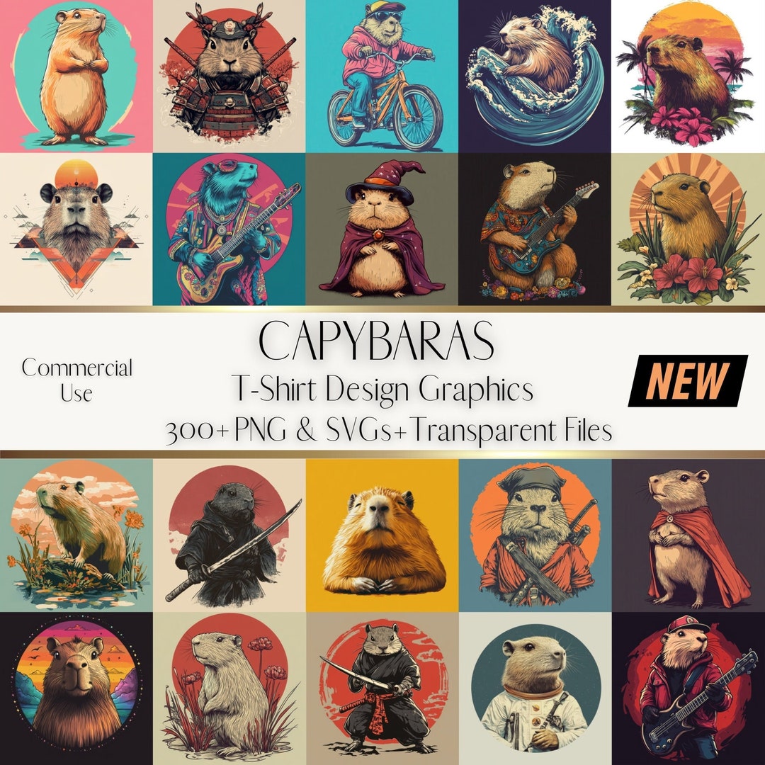 Capybara T-shirt Design Graphics Bundle: 300+ PNG & SVG Files - Etsy