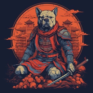 Samurai Pitbull Japanese T-shirt Design Collection, Premium Samurai Dog ...