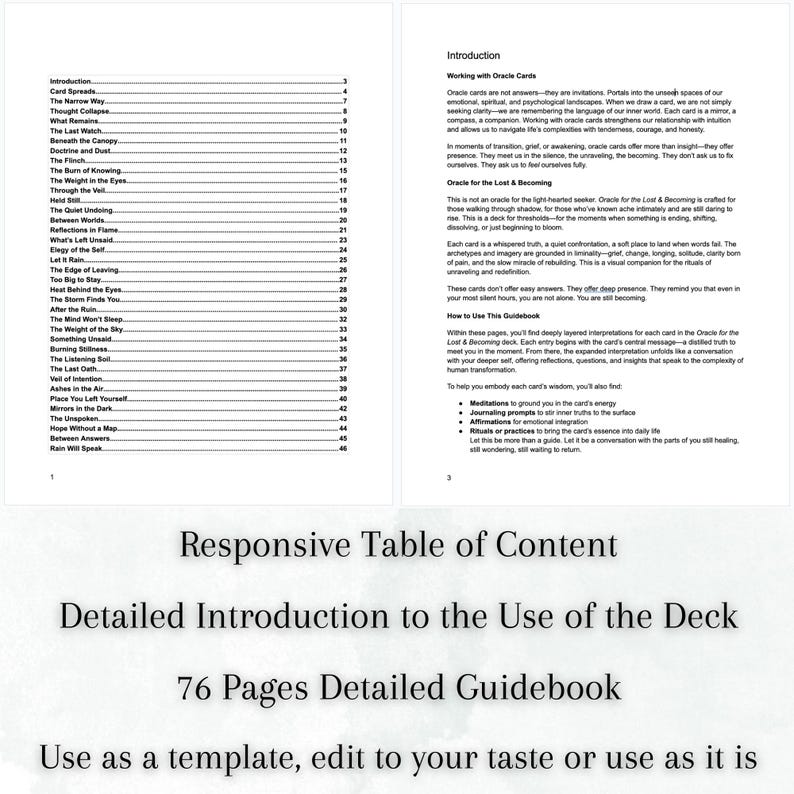 Printable Oracle Deck: Grief & Transformation, 61 Cards, Canva Template ...