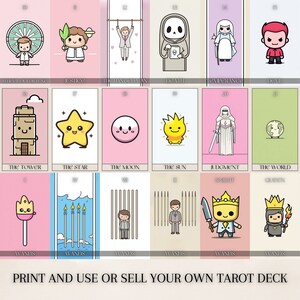 Printable Tarot Card Deck - Kawaii Style, 78 Cards, Cute and Colorful ...