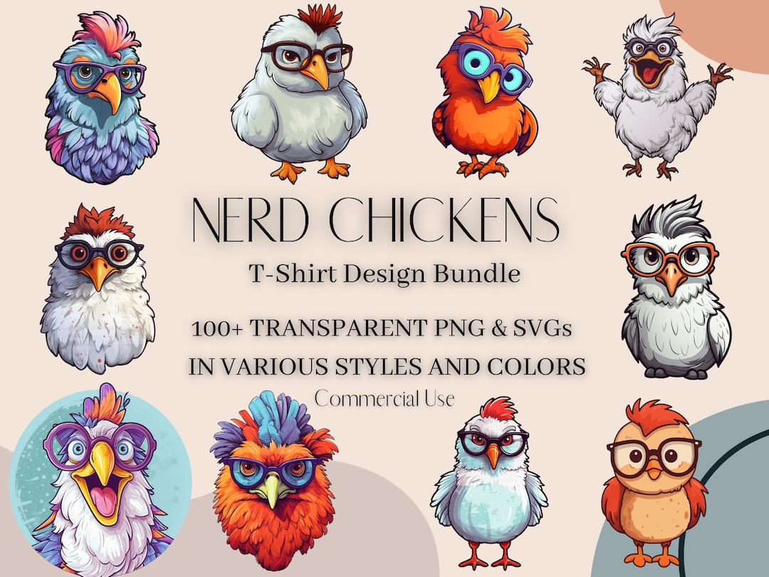 Nerd Chickens T-shirt Design Bundle 100+ Premium High-resolution PNG ...
