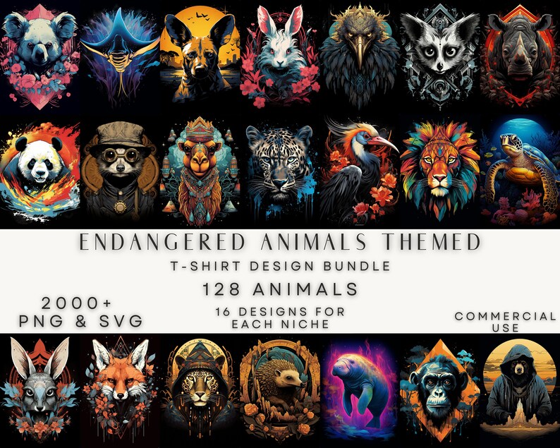 Endangered Animals T-shirt Design Bundle: 2000+ PNG & SVG Files ...