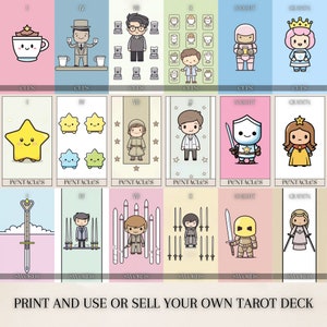 Printable Tarot Card Deck - Kawaii Style, 78 Cards, Cute and Colorful ...