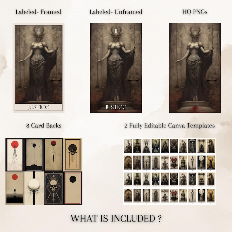 Printable Tarot Card Deck Gothic Horror Style 78 Cards - Etsy UK