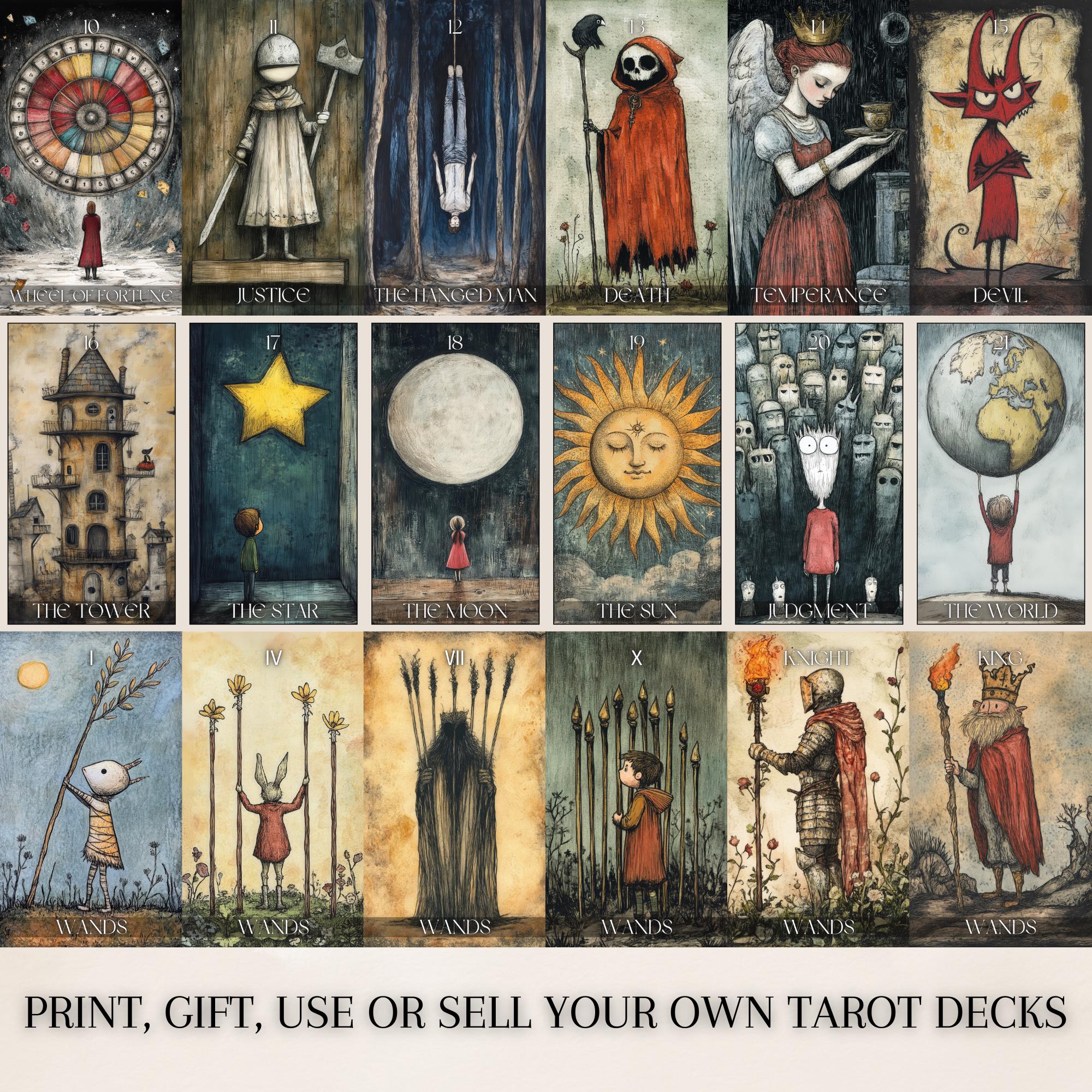 Printable Surreal Tarot Cards: Dreamlike Deck With Card Backs (canva ...