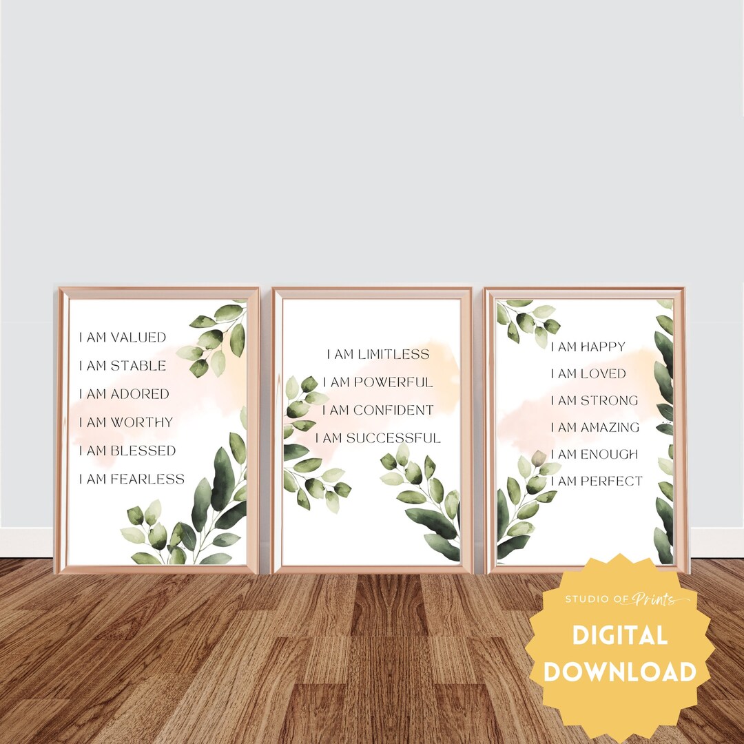 Positive Affirmation Wall Art Print Set of 3 for Home Office Decor ...