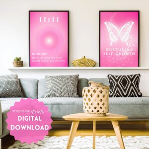 Pink Gallery Wall Art Positive Poster Set of 3 Affirmations Pink ...