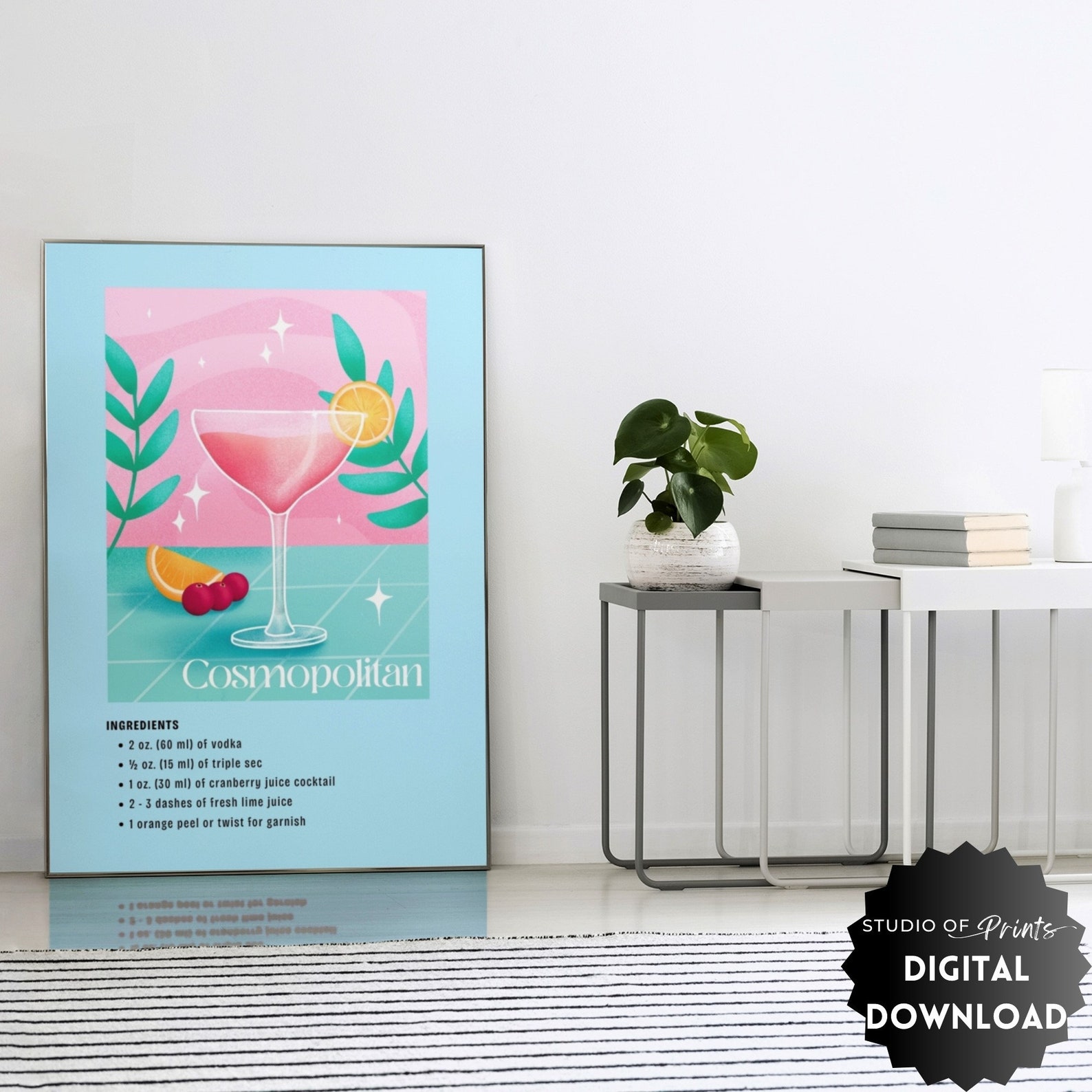 Cosmopolitan Cocktail Poster Trendy Wall Décor Bar Poster Cocktail ...
